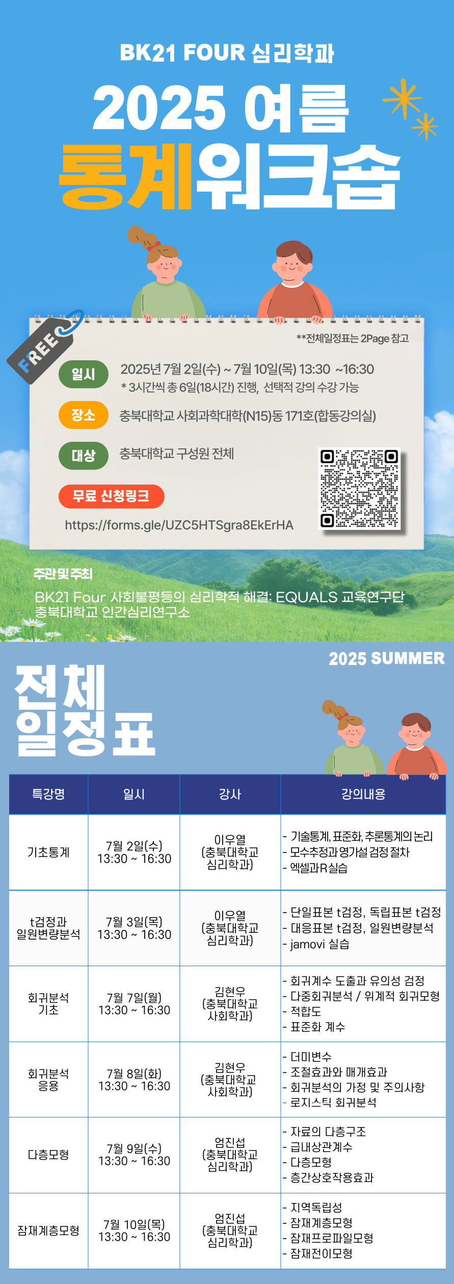 BK21 FOUR 심리학과 2025년 여름 통계 WORKSHOP 개최 > 학과행사공지 - 충북대학교 심리학과